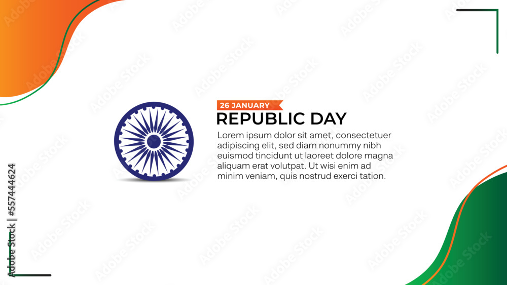 Happy Republic Day with 26 january Text Banner Template, Tri Color ...