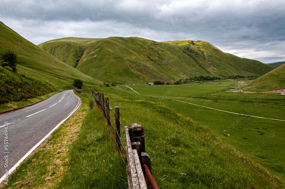 Lookng south into the Dalveen Pass in the Lowther Hills in the Southern ...