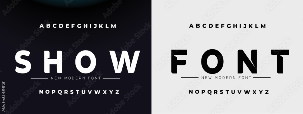 SHOW, Sports minimal tech font letter set. Luxury vector typeface for ...