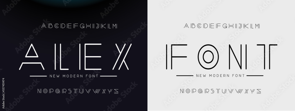 ALEX, Sports minimal tech font letter set. Luxury vector typeface for ...