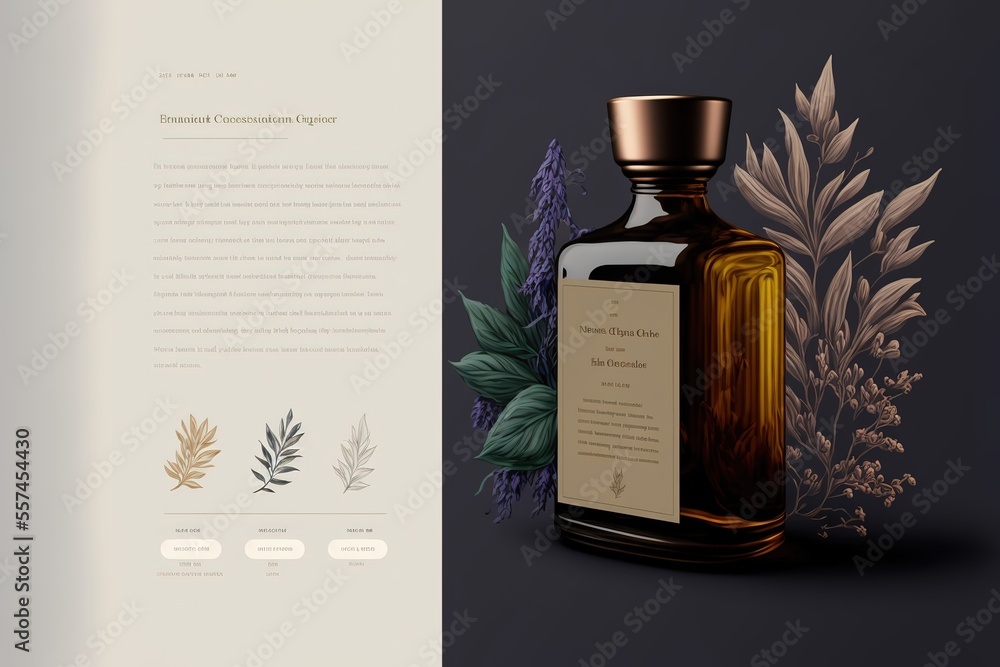 product page, bottle Perfume, minimalistic, premium colors Stock ...