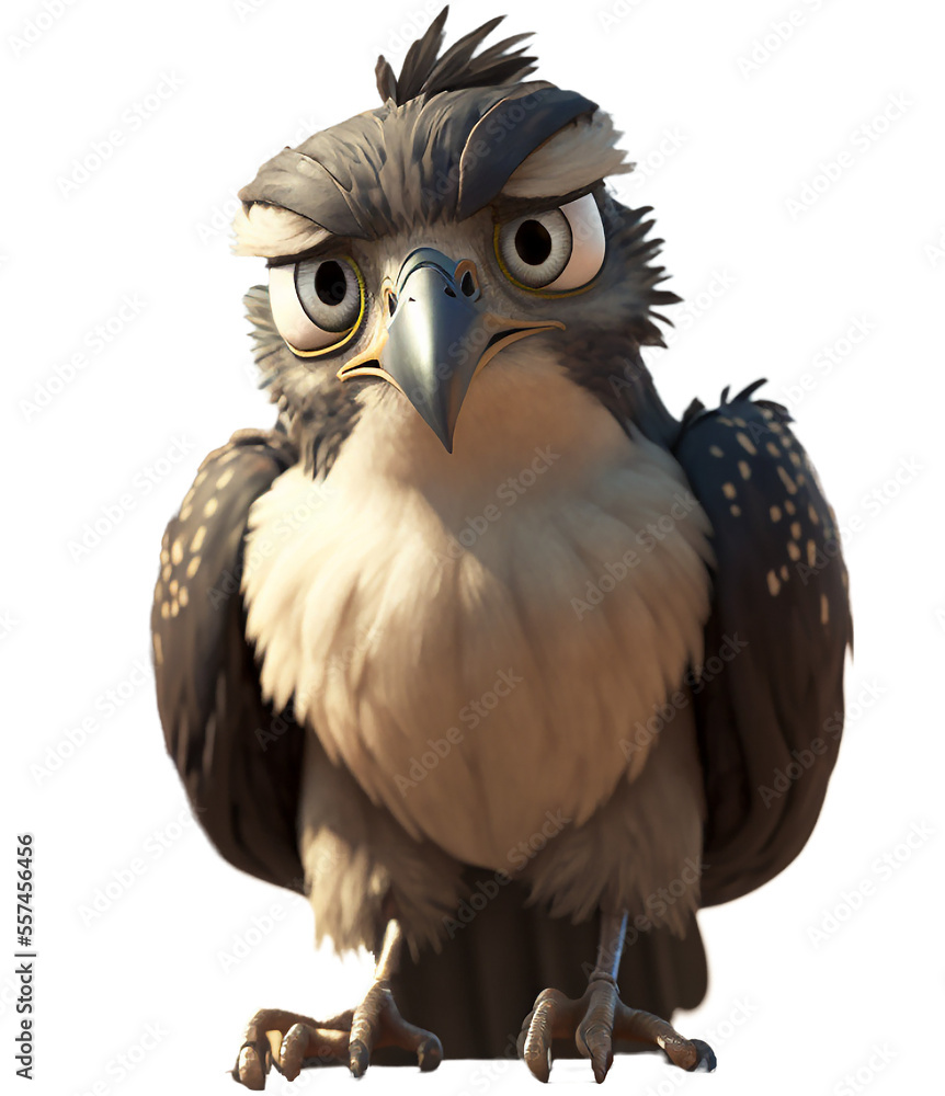 Osprey cartoon character bird looking concerned sitting transparent ...