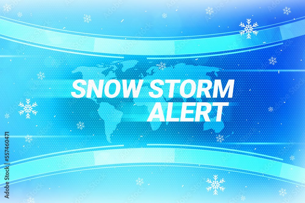 Snowstorm alert background with blue snowy weather design and breaking ...