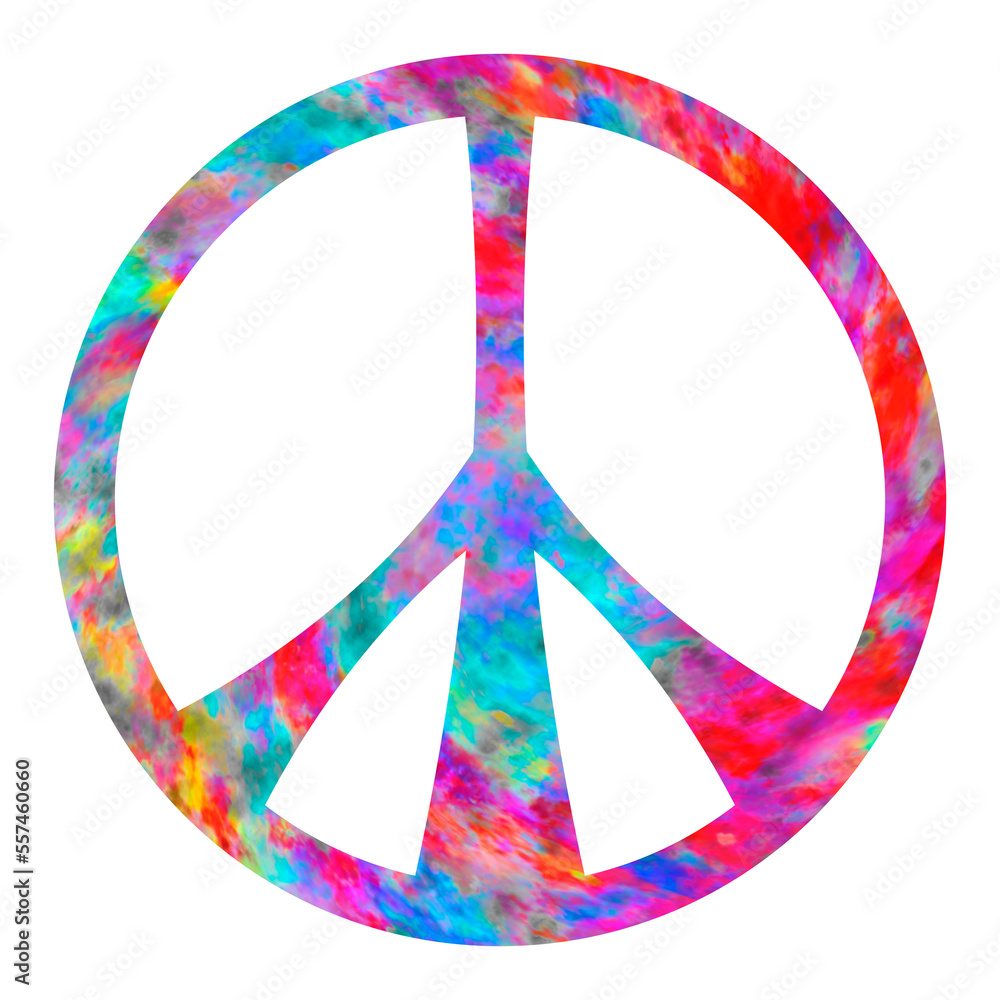 Clean & simple tie dye style peace sign illustration, line art, clipart ...