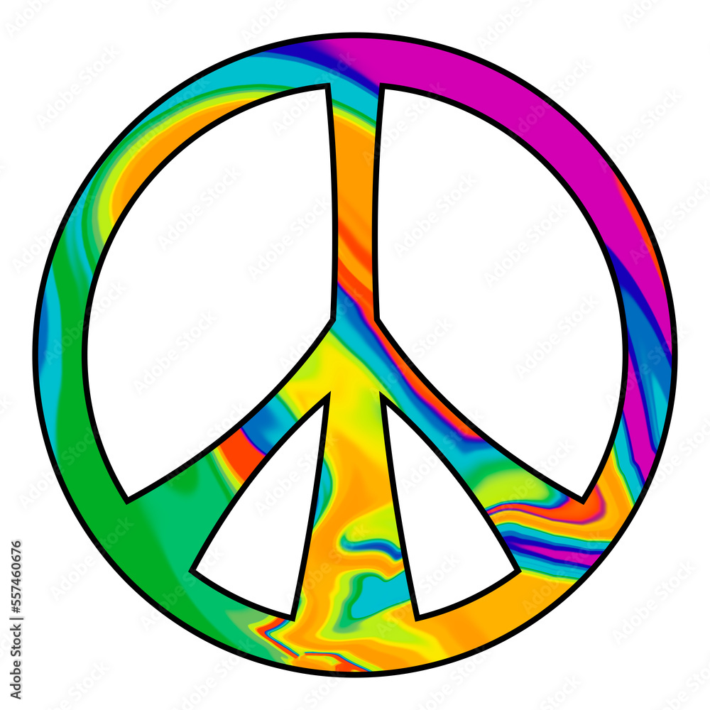 Clean & simple tie dye style peace sign illustration, line art, clipart ...