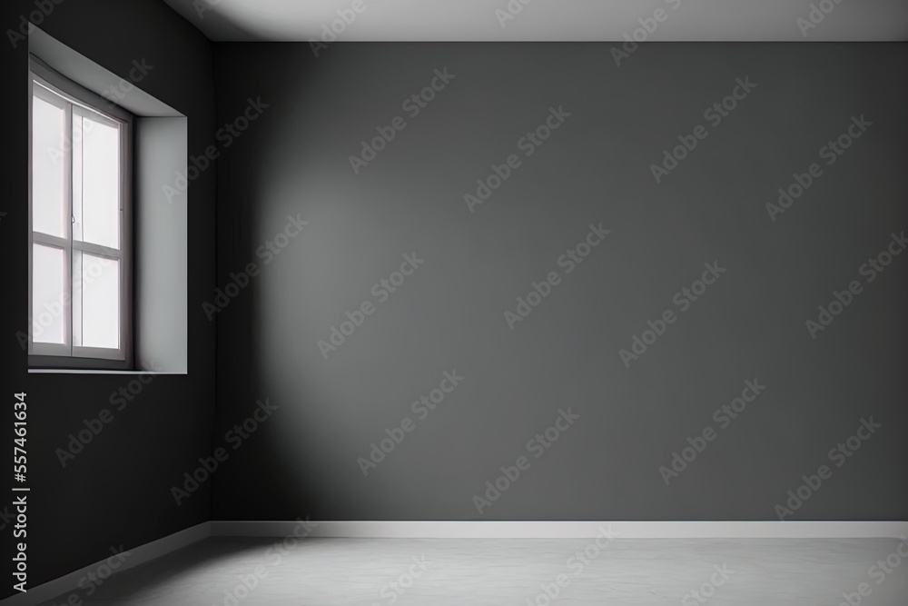 Mockup of an empty room with a dark wall. Generative AI Stock ...