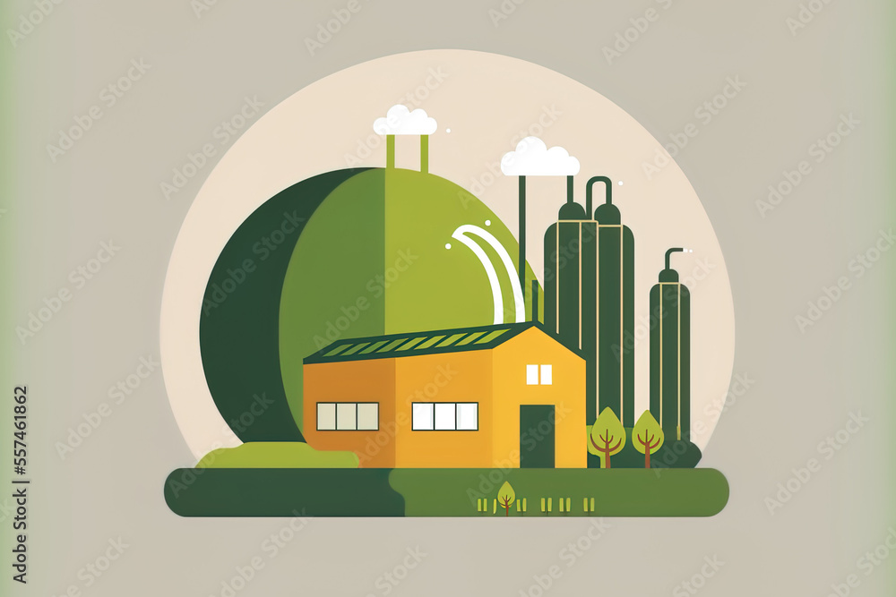 Icon for a biogas facility. Environmental protection, alternative ...