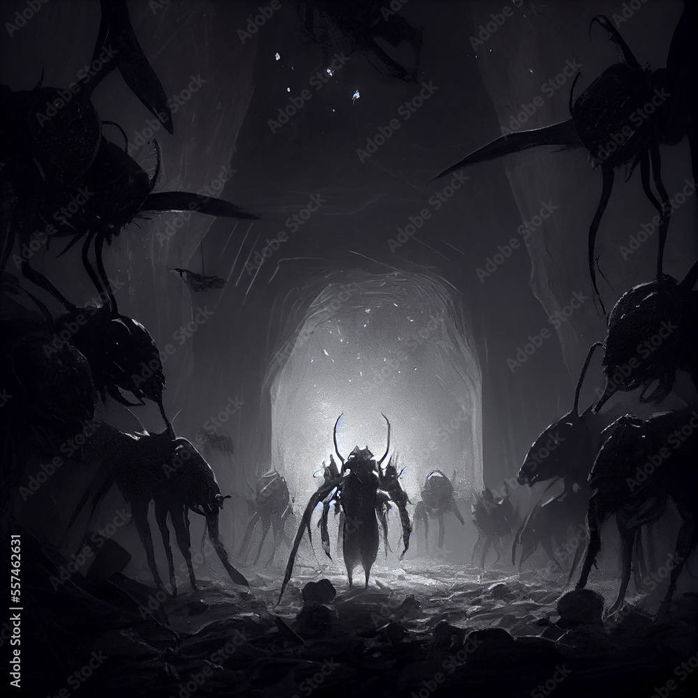 Scary Halloween background with bugs Stock Illustration | Adobe Stock