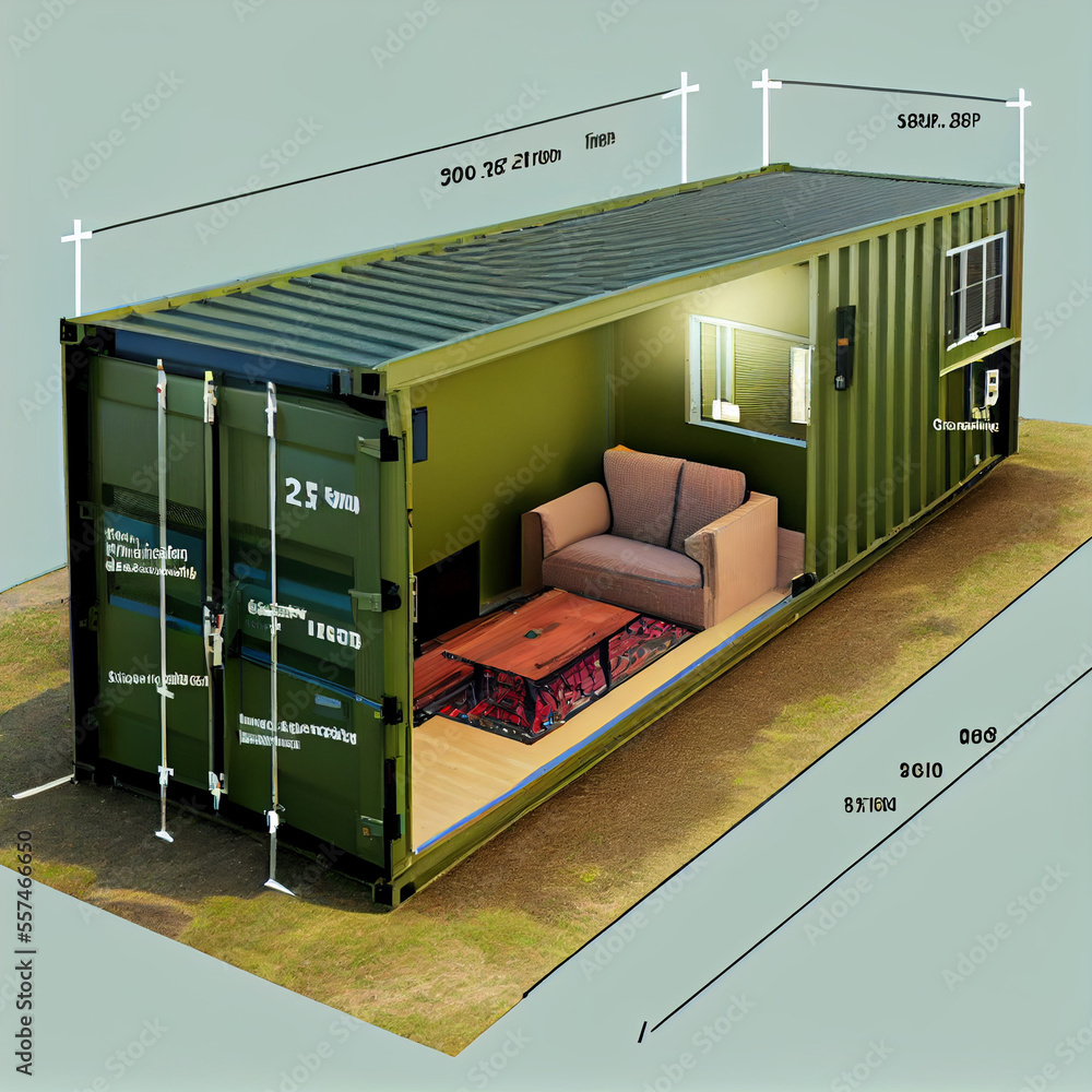 Stockillustratie Shipping container homes Tiny houses Recycled ...