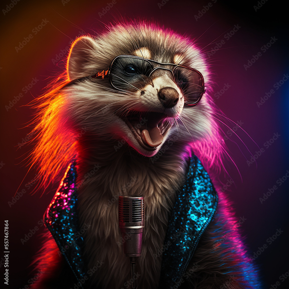 Ai generated rock star ferret. Created using ai generative. Stock ...