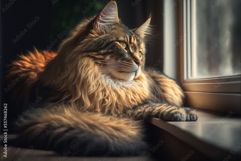 a cat is sitting on a window sill looking out the window at the outside ...