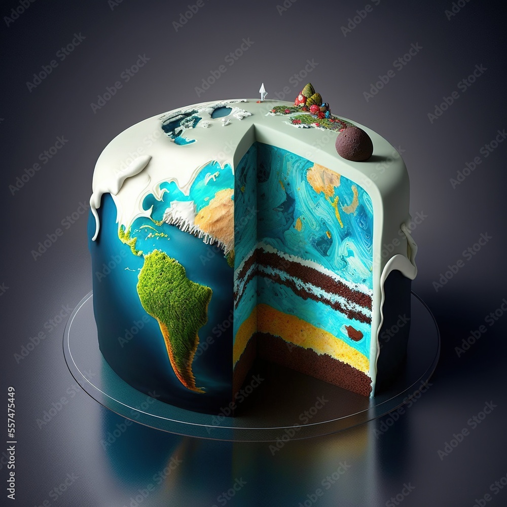 Planet earth as a cake, created with Generative AI technology Stock ...