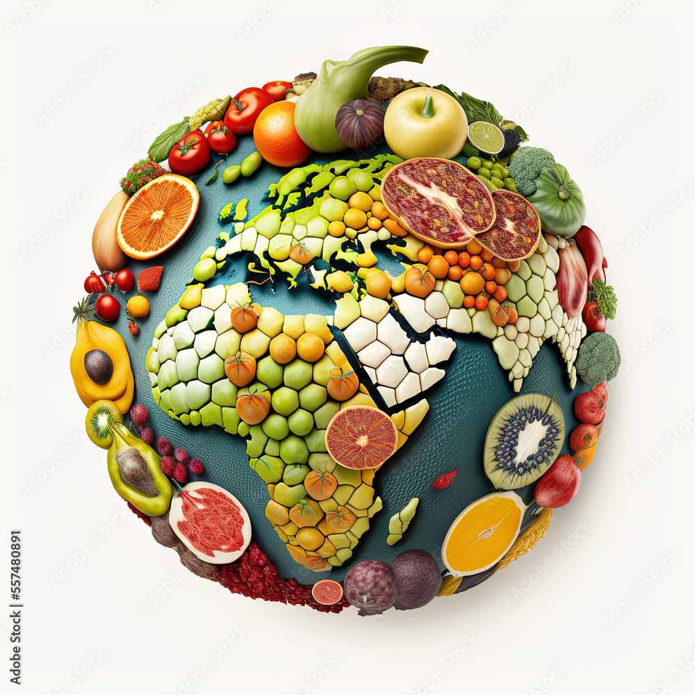 Planet earth made with fruits and vegetables Stock Illustration | Adobe ...
