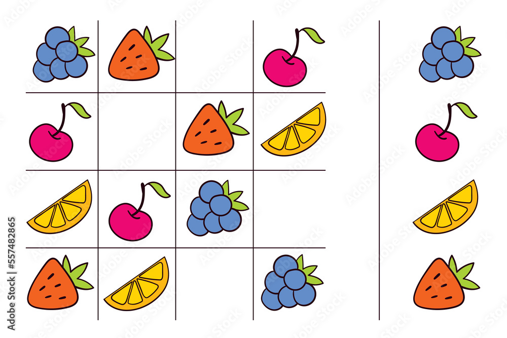 Logical tasks composed of fruit. IQ test. Choose correct answer ...
