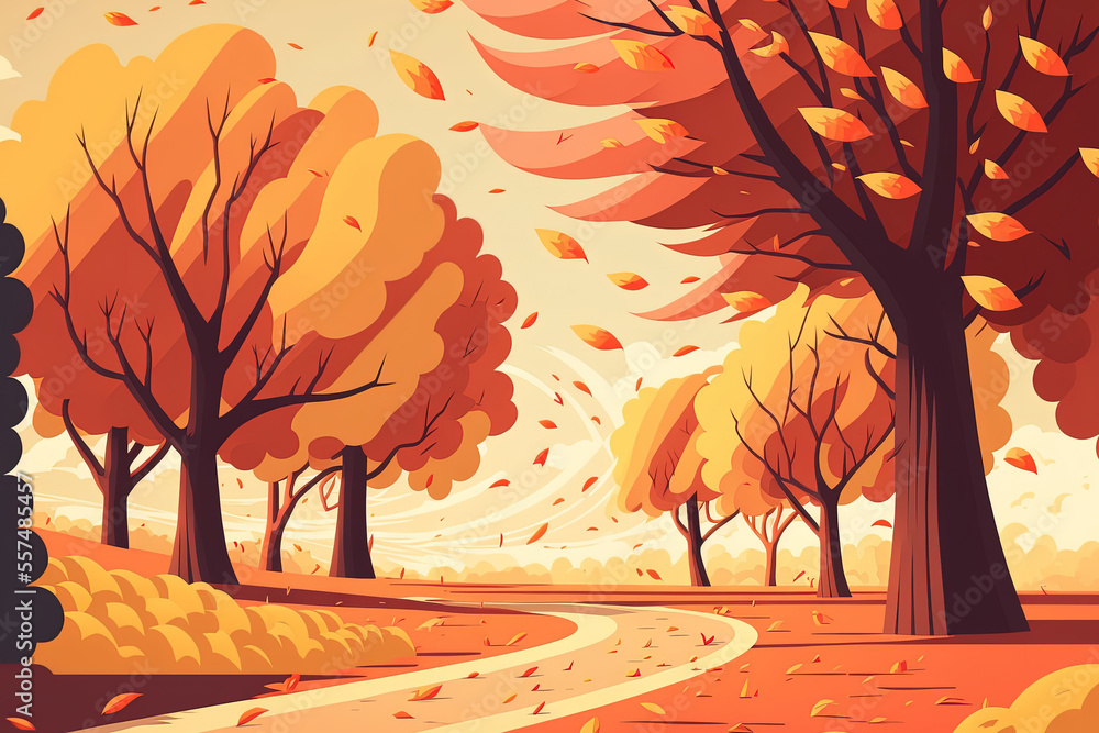 Windy Fall Trees