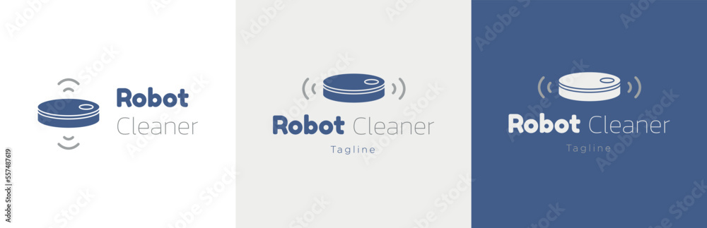 Robot vacuum cleaner logo design set, robotic cleansing tool symbol ...