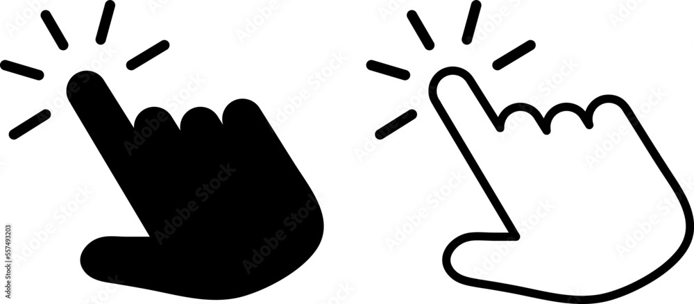 Hand click icon set. pointer icon vectors. hand cursor icon vectors on ...