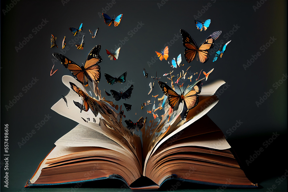 An open book with butterflies coming out of it ideal for fantasy and ...
