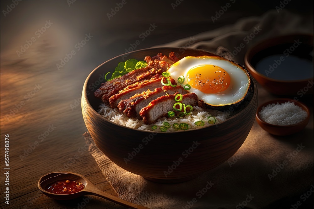 "Tempting AI Generated Food Photography Illustration of a Rice Bowl ...