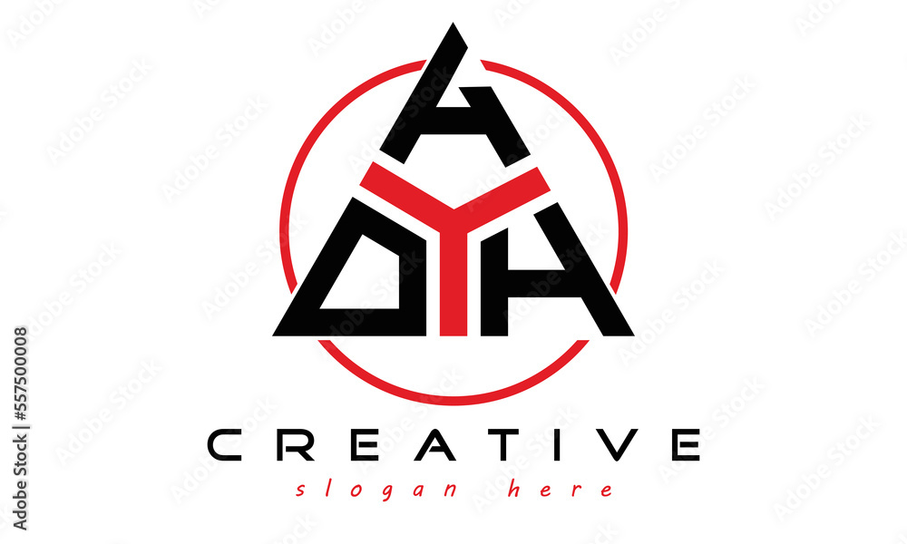 OHH three letter creative triangle shape in circle logo design vector ...