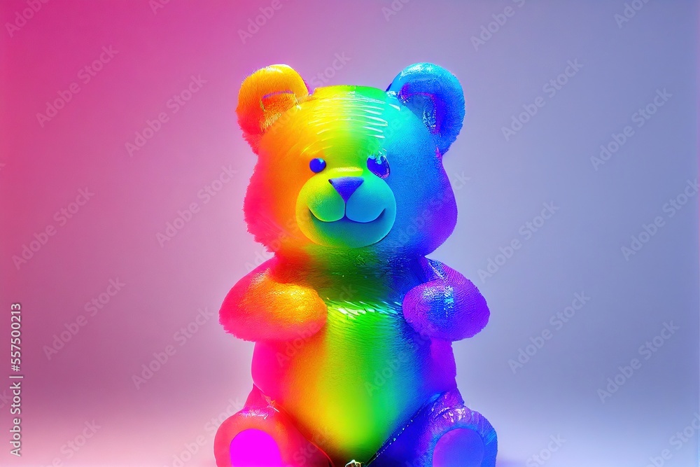 Colorful Rainbow Teddy Bear - Polychromatic stuffed teddy bear with all ...
