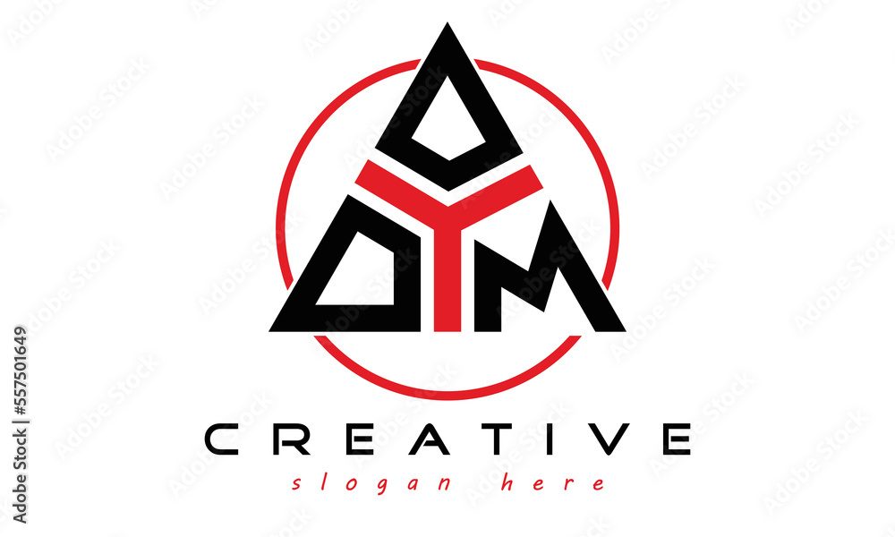 OOM three letter creative triangle shape in circle logo design vector ...