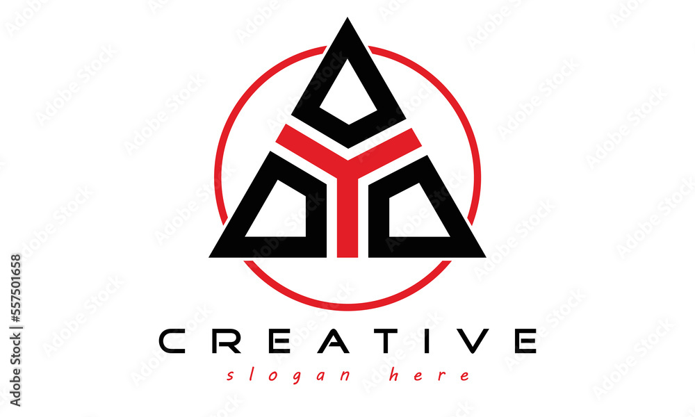 OOO three letter creative triangle shape in circle logo design vector ...