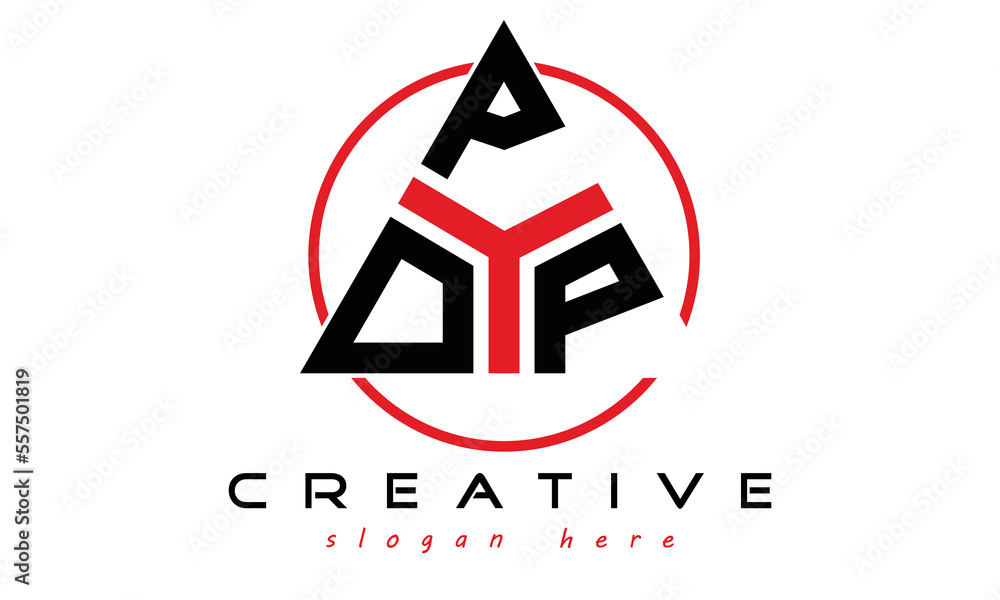 Vetor do Stock: OPP three letter creative triangle shape in circle logo ...