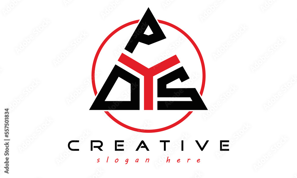 OPS three letter creative triangle shape in circle logo design vector ...