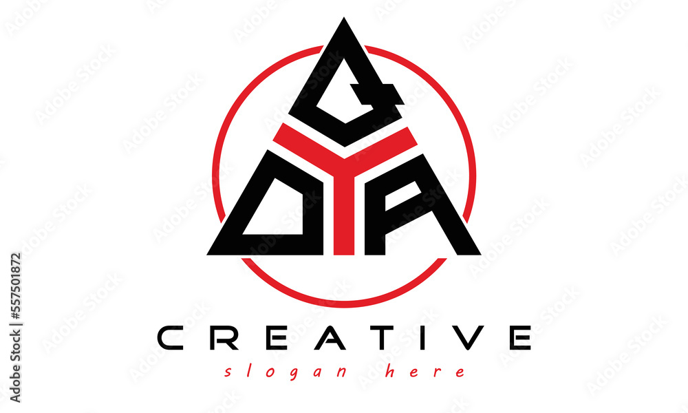 OQA three letter creative triangle shape in circle logo design vector ...