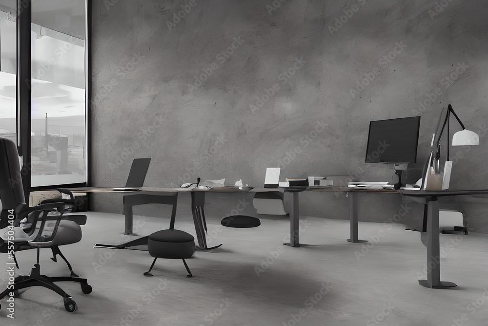 high resolution 4k office chair, office table, one bed, Modern computer ...