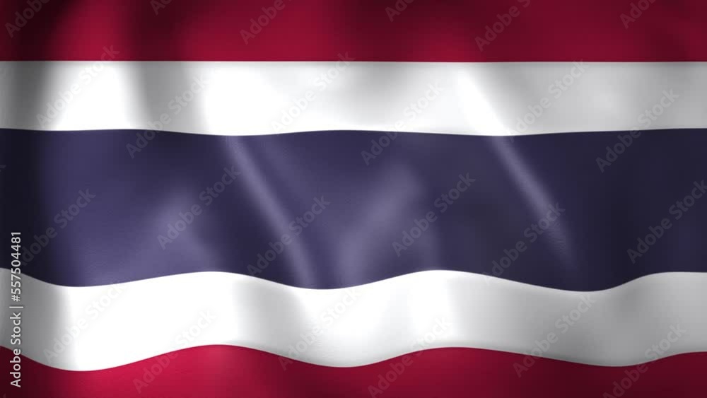 Animation of Thai flag. 4K. Thailand flag flying, Kingdom of Thailand ...