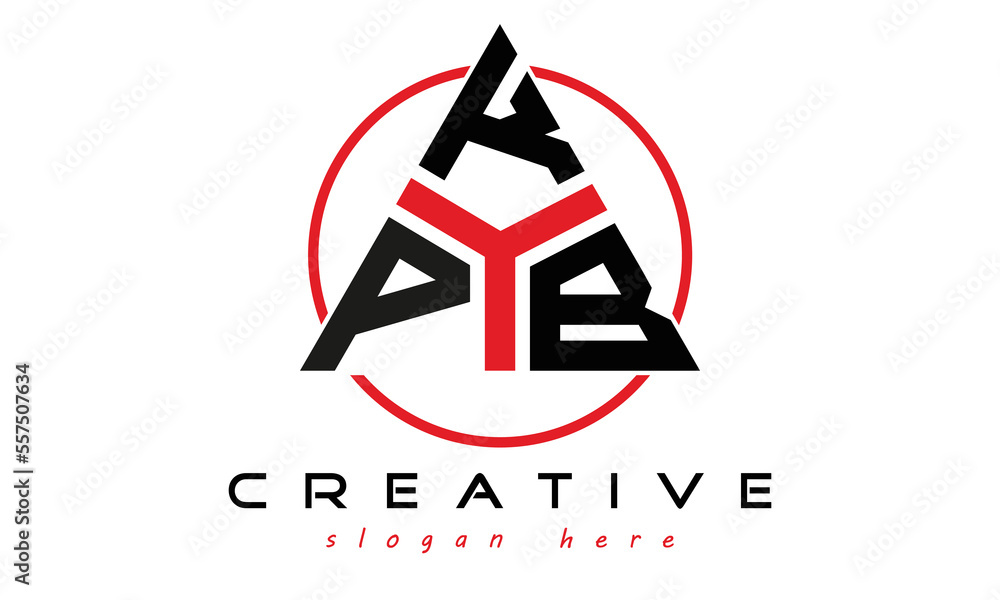 PKB three letter creative triangle shape in circle logo design vector ...