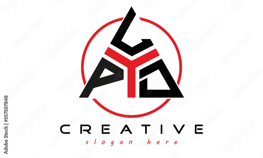 Vetor do Stock: PLD three letter creative triangle shape in circle logo ...