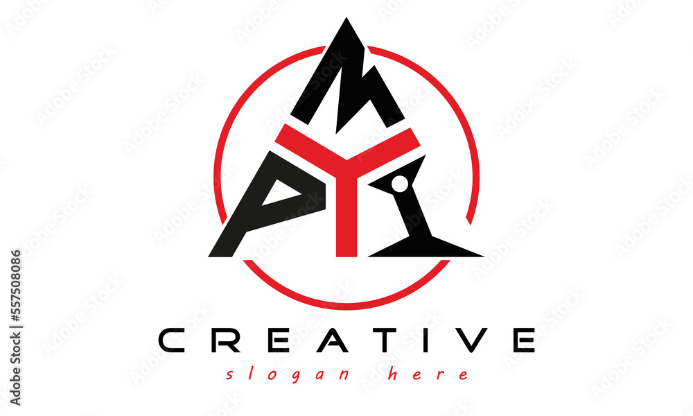 PMI three letter creative triangle shape in circle logo design vector ...