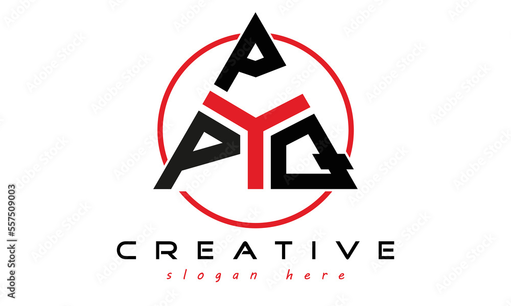 PPQ three letter creative triangle shape in circle logo design vector ...