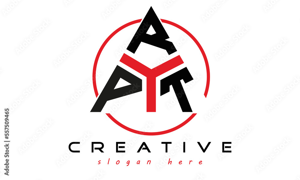 PRT three letter creative triangle shape in circle logo design vector ...
