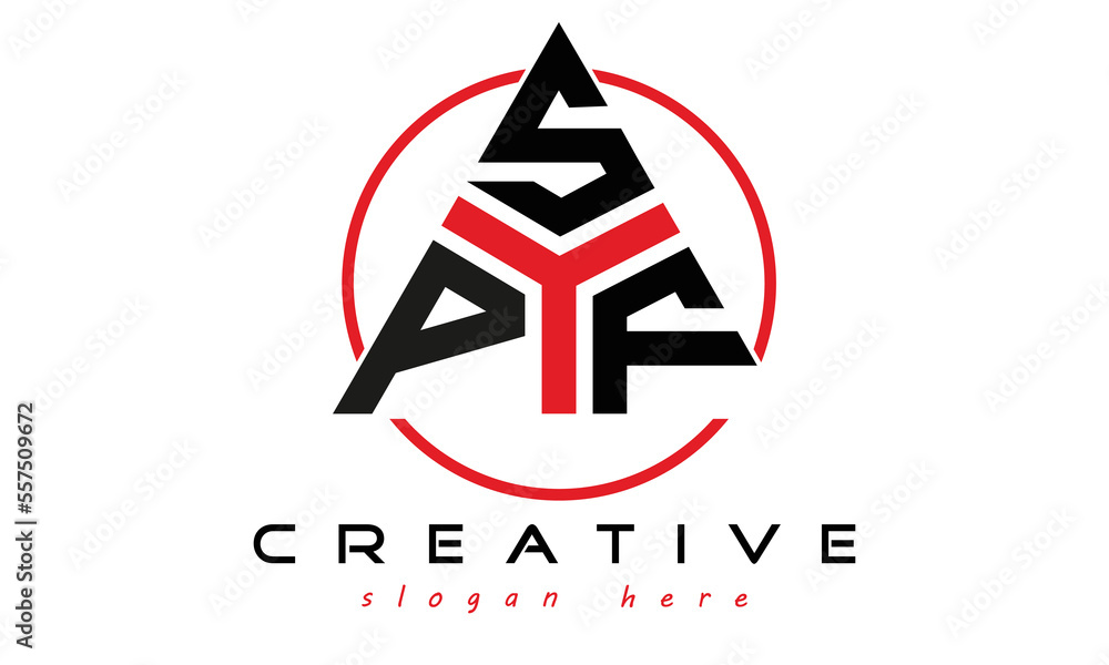 PSF three letter creative triangle shape in circle logo design vector ...