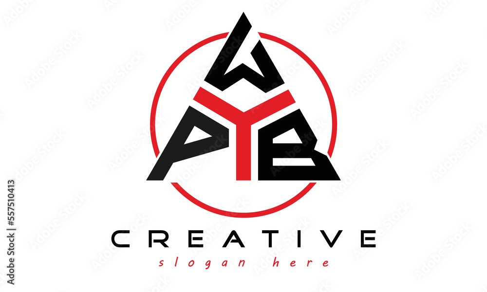 PWB three letter creative triangle shape in circle logo design vector ...