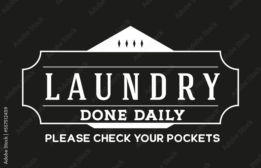 Vintage laundry sign symbols vector illustration isolated. Laundry ...