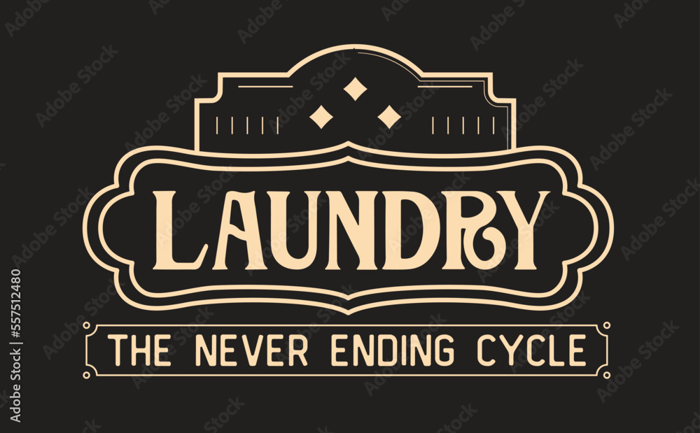 Vintage laundry sign symbols vector illustration isolated. Laundry ...