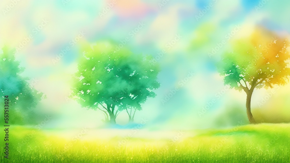 World environment day concept: green grass and blue sky abstract ...