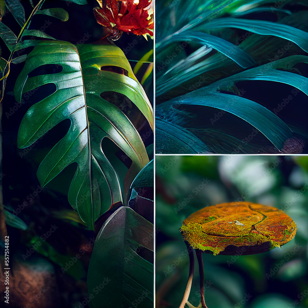 rainforest plant textures details realistic illustration branding ...