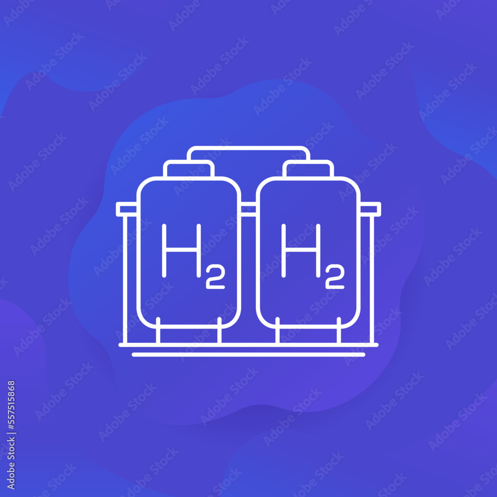 hydrogen storage icon, industrial h2 gas tanks, linear design Stock ...