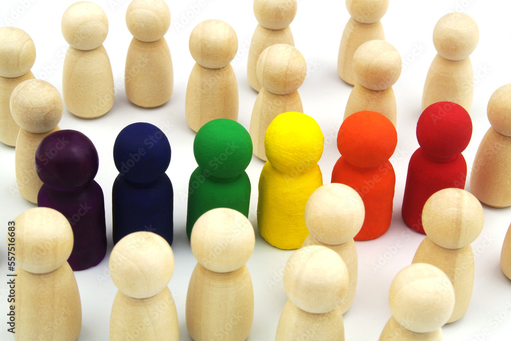 LGBT community concept. People figures colored in LGBT pride flag ...