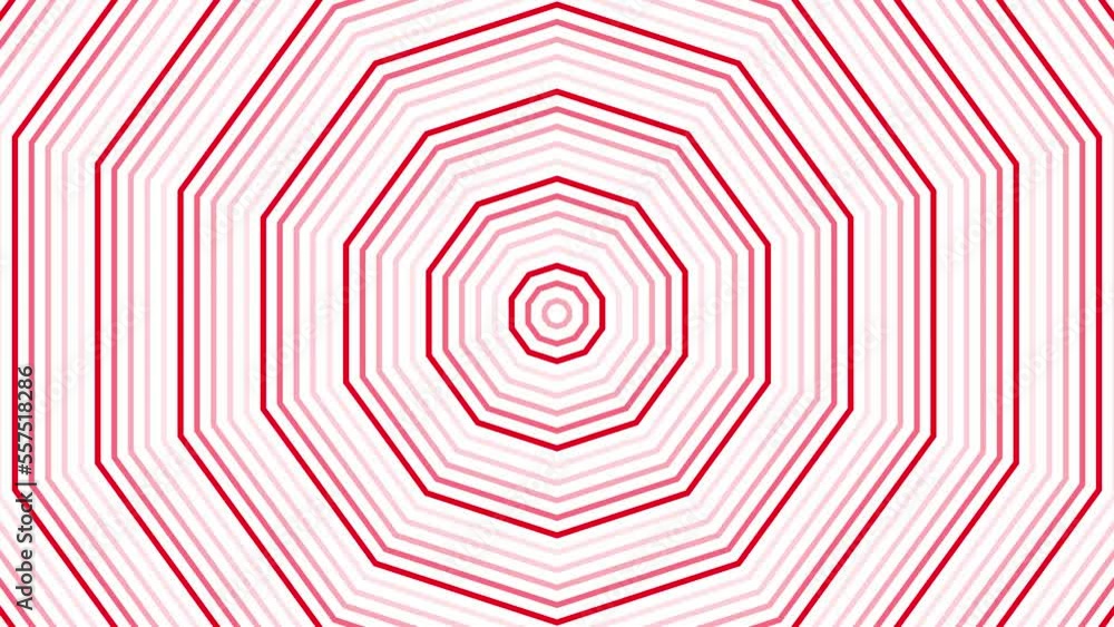 Red decagon star simple flat geometric on white background loop. Starry ...