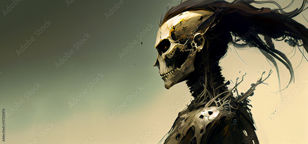 Scary skeleton in anime style. Generative AI illustration Stock ...