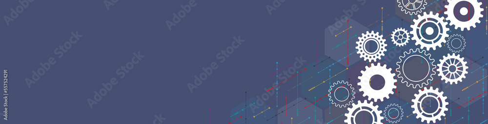 Website header or banner design with cogs and gear wheel mechanisms ...