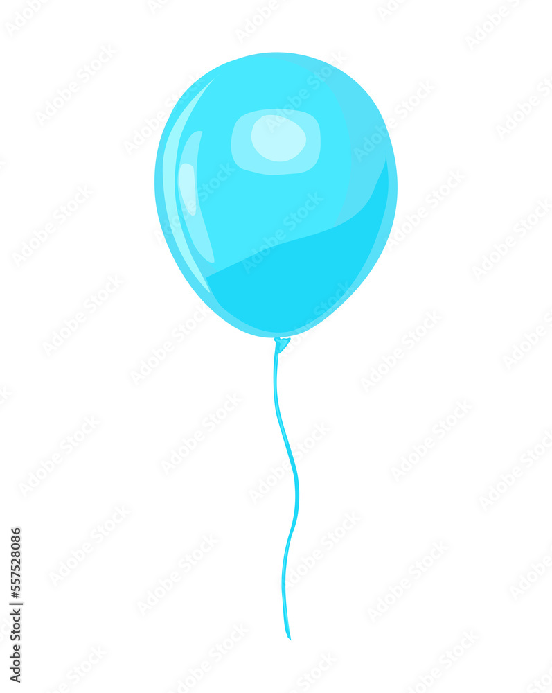 Blue balloon on transparent background. Template Valentine, Birthday ...