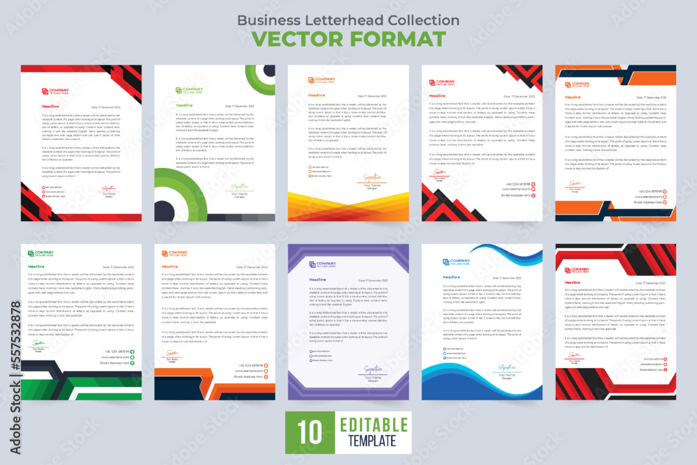 Business letterhead template collection with abstract shapes. Corporate ...